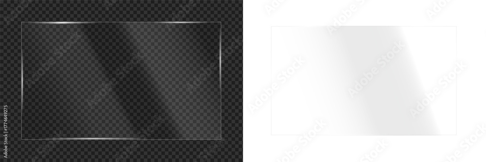 Realistic transparent glass plate panel texture with shiny glossy light ...