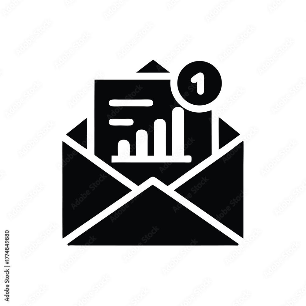 Notification of incoming data report arrives inside the dark open ...