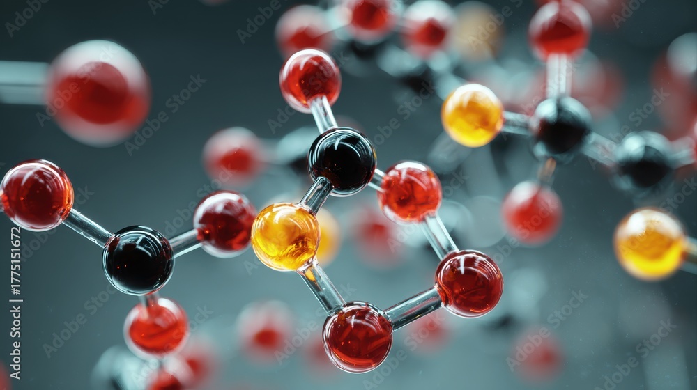 Molecules, 3D model. Atoms, chemical bonds, biomolecules molecular nano ...