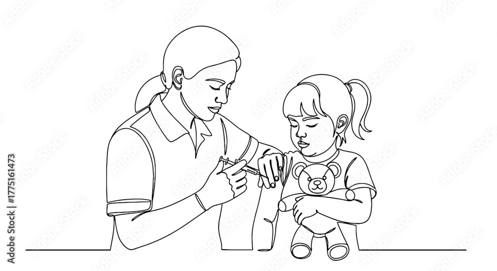 Female Healthcare Professional Administering Vaccine to Young Girl with ...