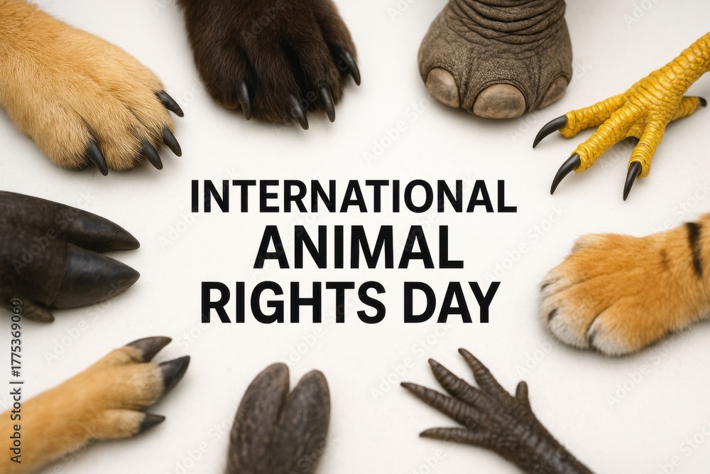 Foto de Stock A diverse collection of animal paws and feet for ...
