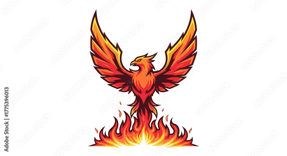 Fiery Phoenix Rising from Flames: A Symbol of Transformation, Rebirth ...