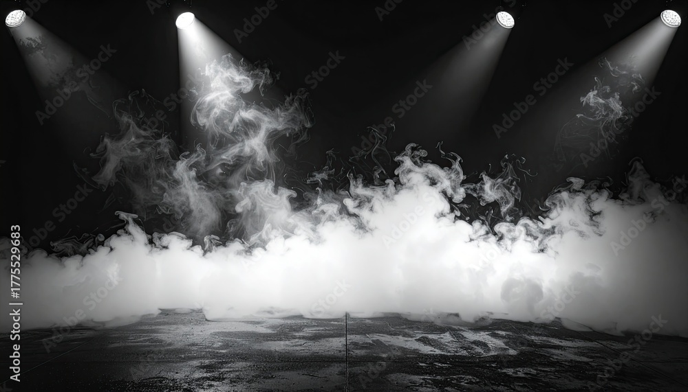 Dramatic Stage Lighting With Smoke Effects And Abstract Particles ...
