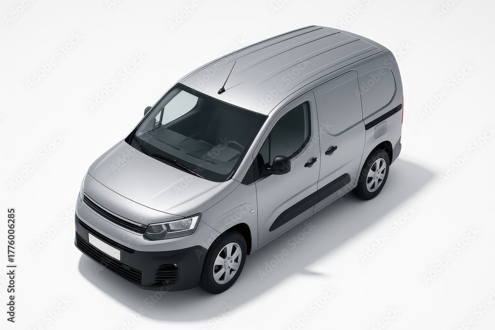 Small city van top down three quarter view set diagonally showing roof ...