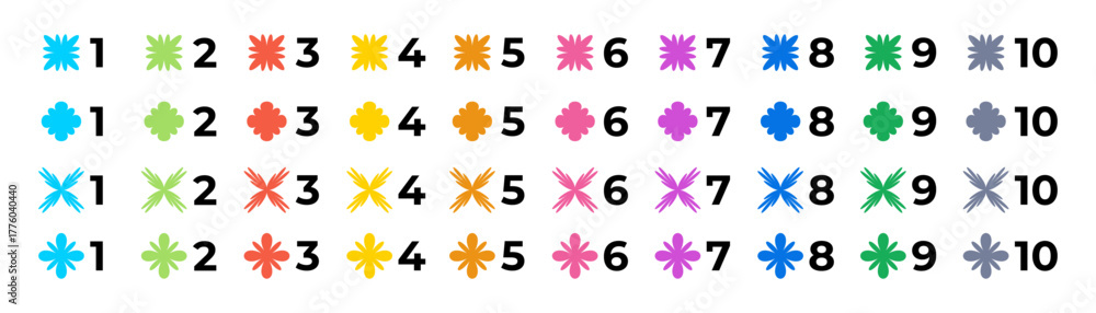 Trendy number bullet points collection. Geometric shapes for ...