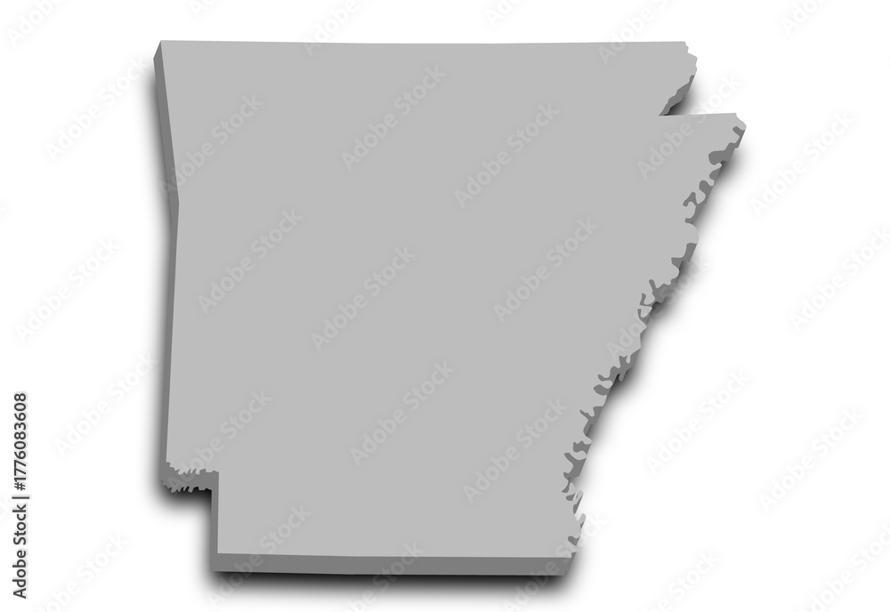 Arkansas map. 3d Map of Arkansas state with color. United State of ...