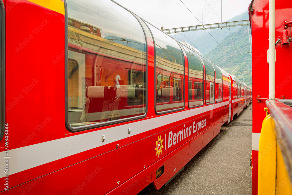 Tirano, Italy - 27 august 2025: The Bernina Express glides from Tirano ...