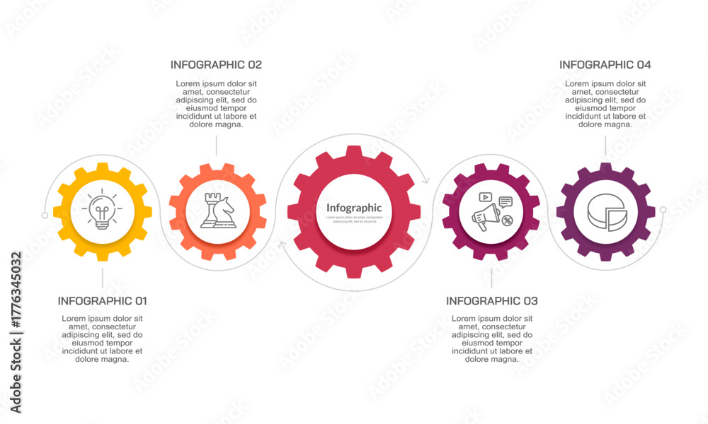 Infographic about gears 6 steps cogwheel engineering. Business ...
