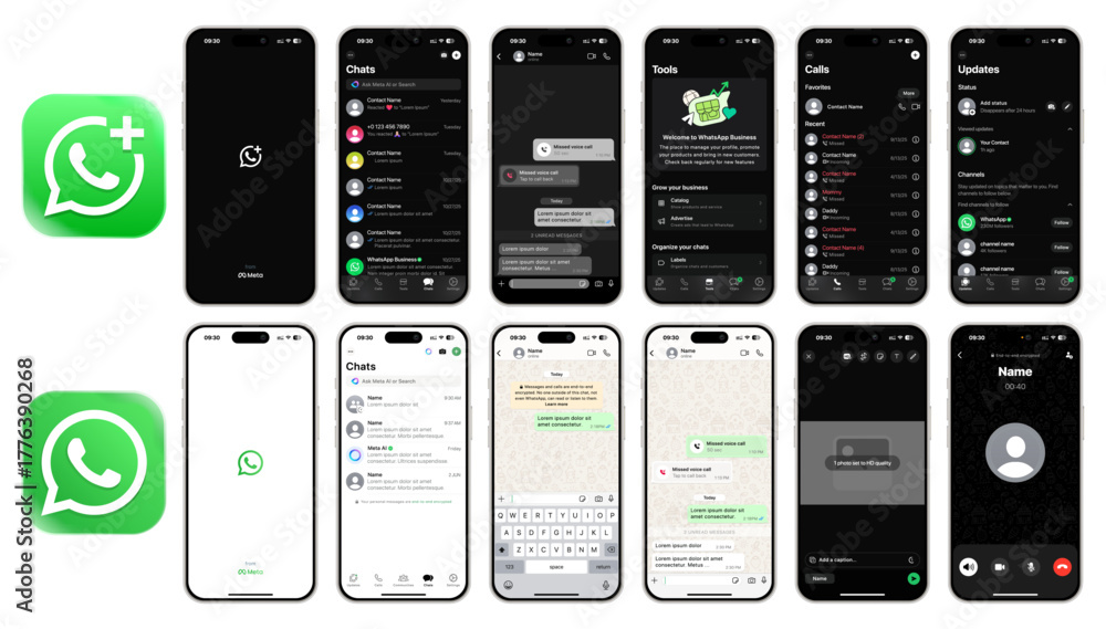 WhatsApp Business and WhatsApp Messenger UI template 2025 update, full ...