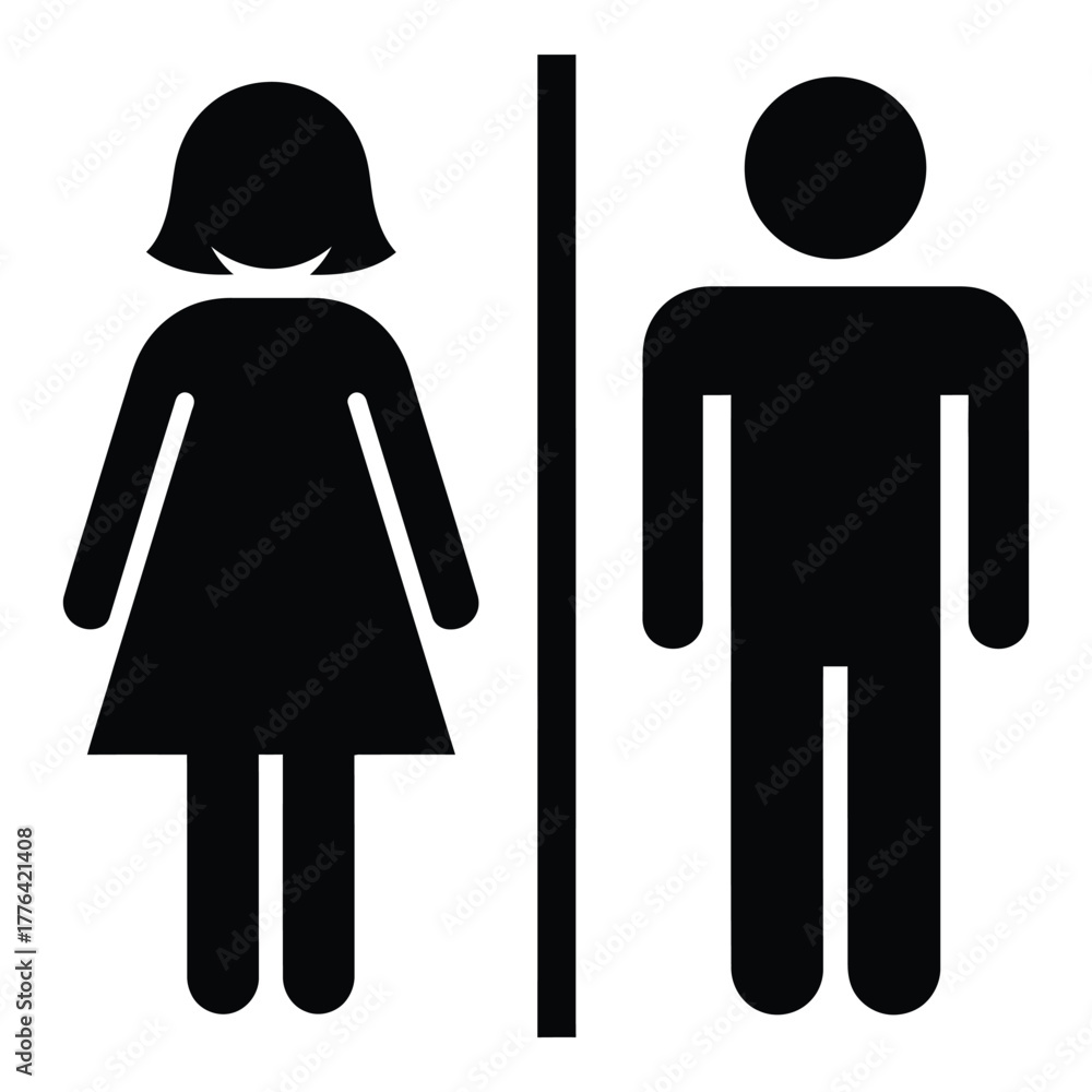 Gender-neutral public restroom sign vector illustration with male and ...