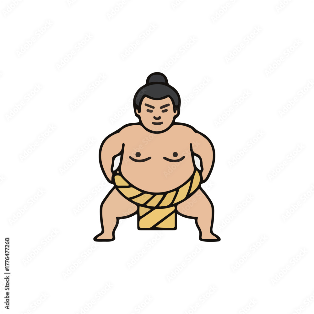 Vector de Stock Illustration of a sumo wrestler in a traditional ...