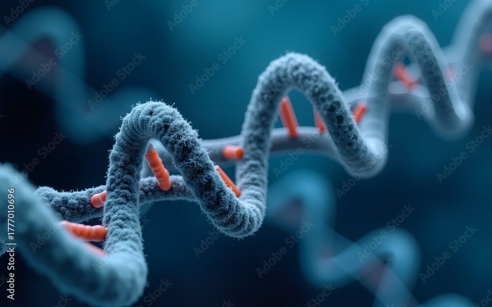 the molecular structure of human cell DNA strands in biotechnology ...
