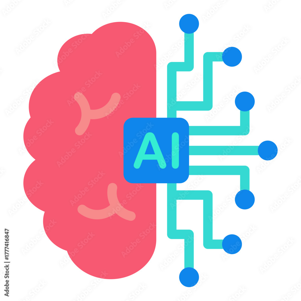 Brain Flat Icon | AI, Intelligence, and Creative Thinking Vector ...