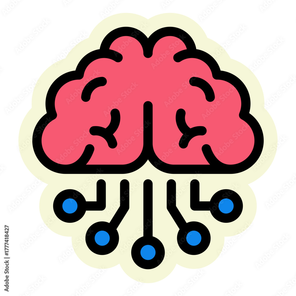 Brain Sticker Icon | AI, Intelligence, and Creative Thinking Vector ...