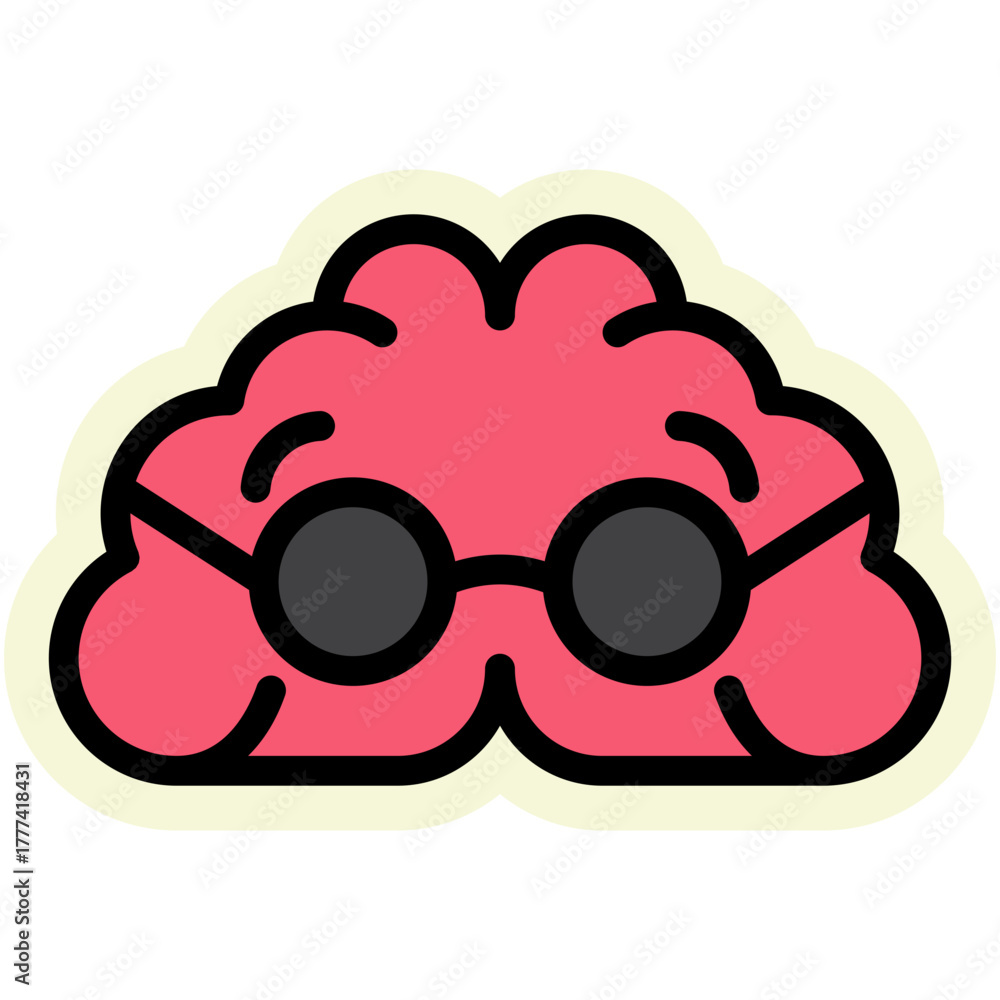 Brain Sticker Icon | AI, Intelligence, and Creative Thinking Vector ...