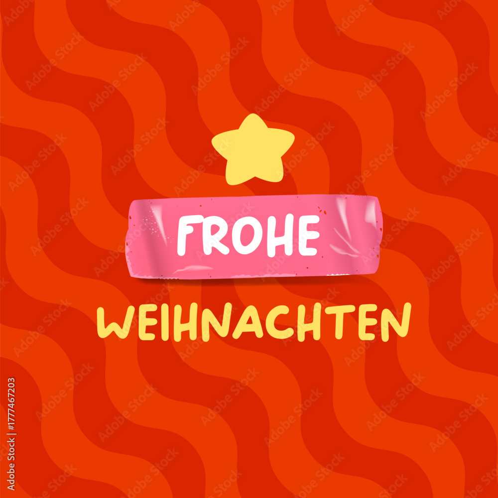 Frohe weihnachten Merry Christmas in German quote red square banner ...