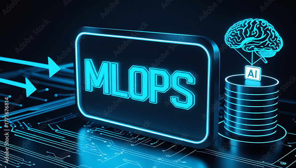 Stock-Illustration „Advanced MLOps Framework for Scalable Machine Learning Deployment, Automated ...