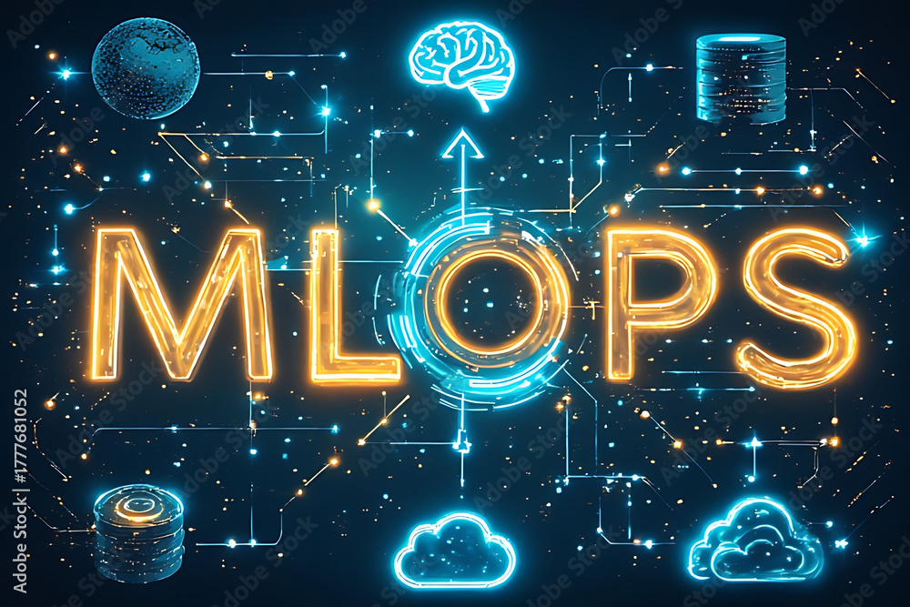 Stock-Illustration „Advanced MLOps Framework for Scalable Machine Learning Deployment, Automated ...