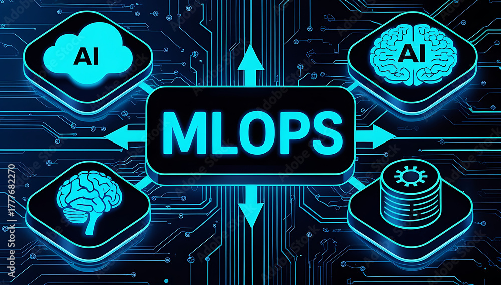 Ilustración de Stock Advanced MLOps Framework for Scalable Machine Learning Deployment ...