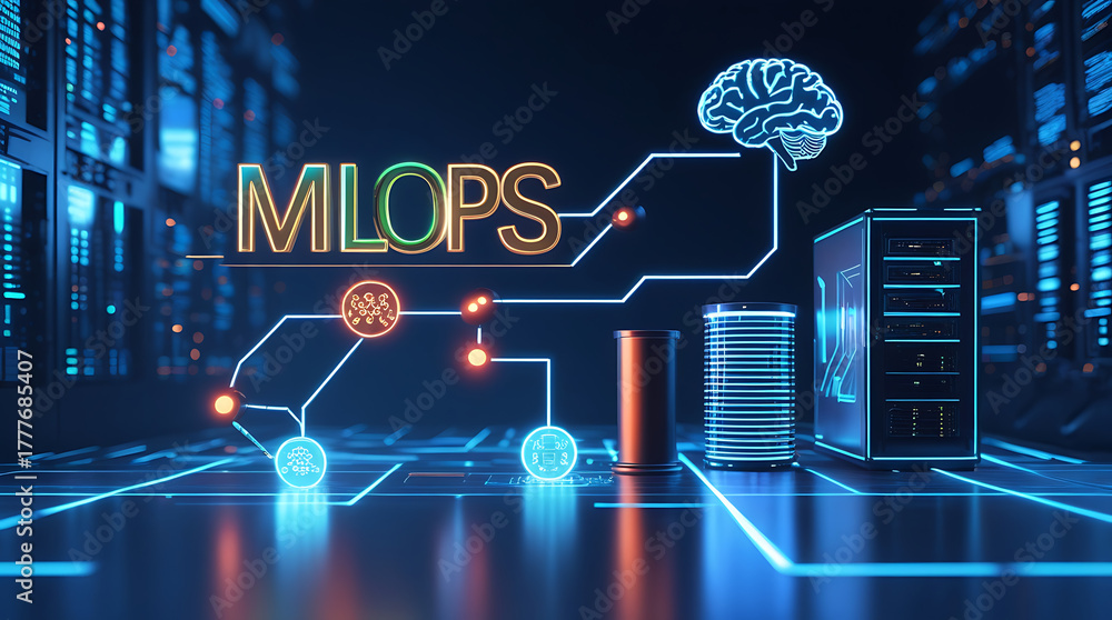 Stock-Illustration „Advanced MLOps Framework for Scalable Machine Learning Deployment, Automated ...