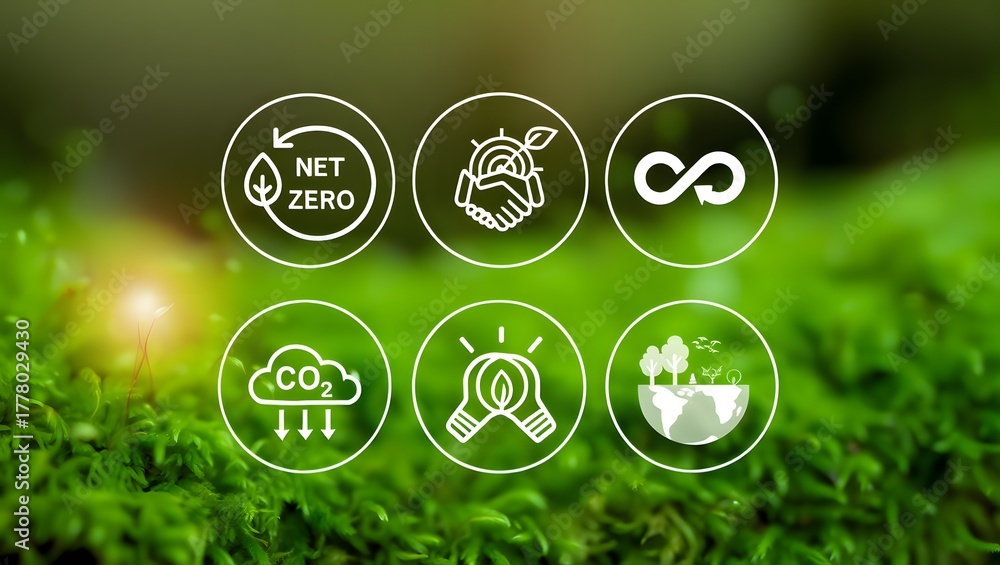 Net Zero Sustainability Path concept. Sustainability journey toward net ...