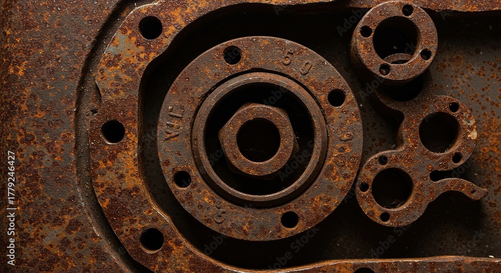 Stock-Foto „Heavily corroded metal parts, forgotten and discarded ...