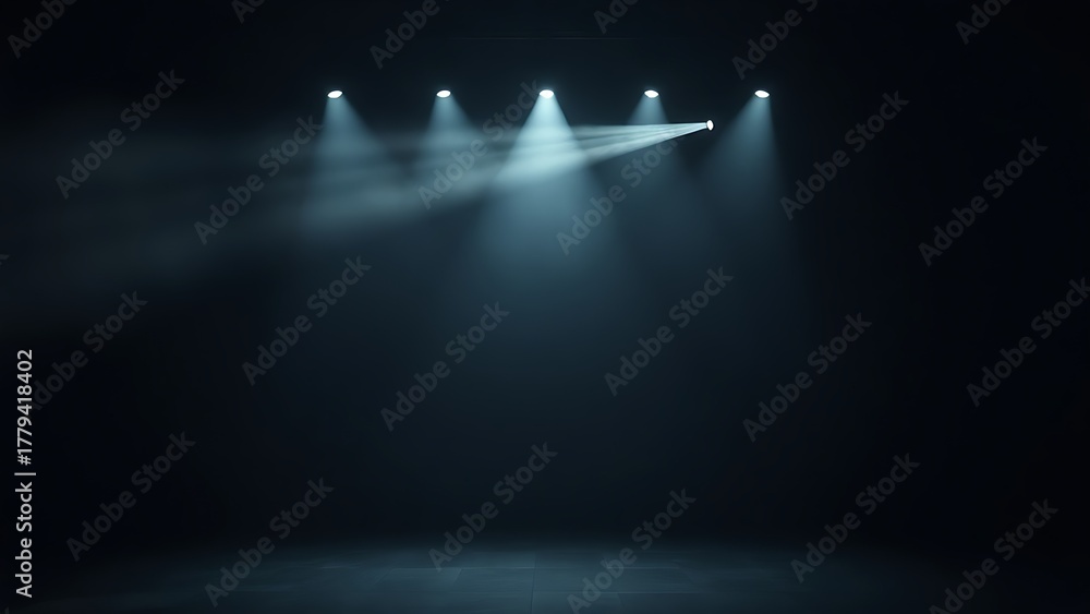 showbiz. Empty stage with a dramatic smoky spotlight beam cutting ...