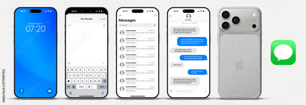 Стоковий вектор Istanbul, Turkey - November 8, 2025: Apple iMessage ...