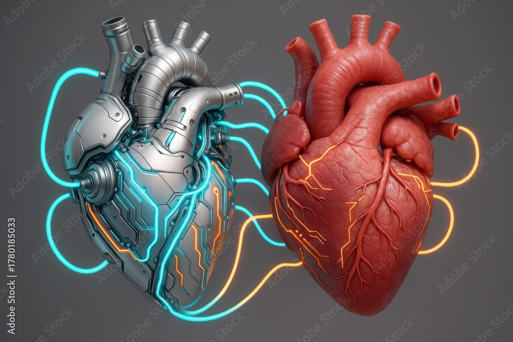 The Human Heart: An artistic juxtaposition showcases a real and a ...