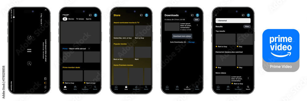 Amazon Prime Video UI Elements Pack – Streaming App Interface Design ...