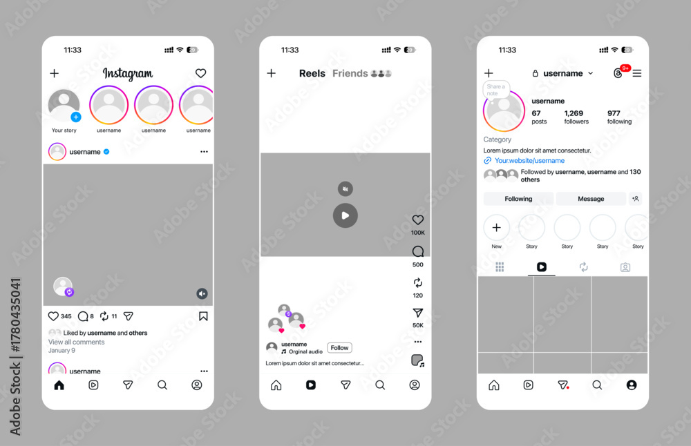 Instagram app UI template 2026 update shown on iPhone 17, featuring ...