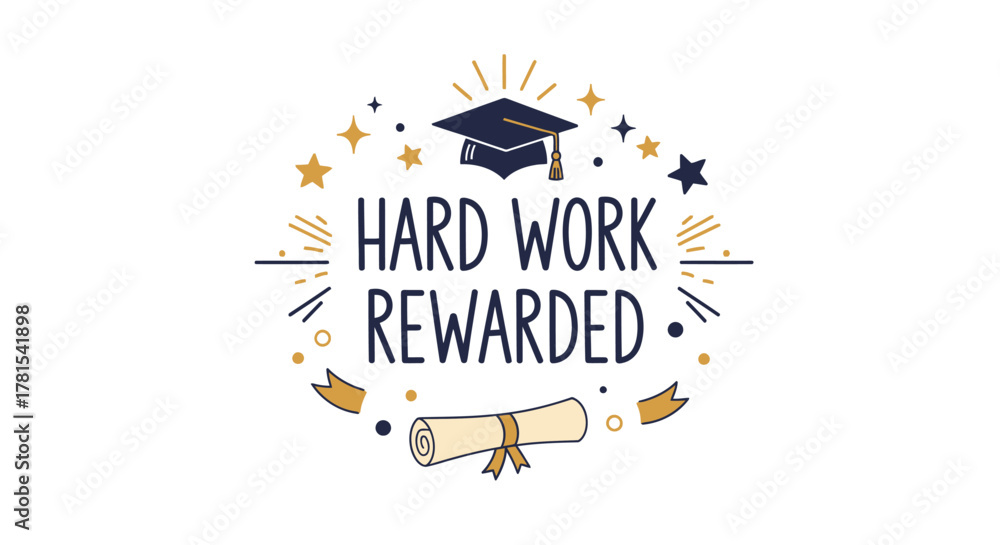 Inspiring academic achievement illustration for graduation success ...