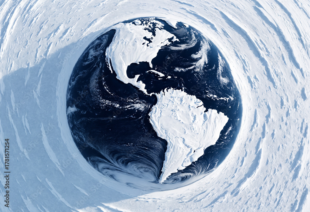 conceptual image of planet earth frozen in an ice age showing the ...