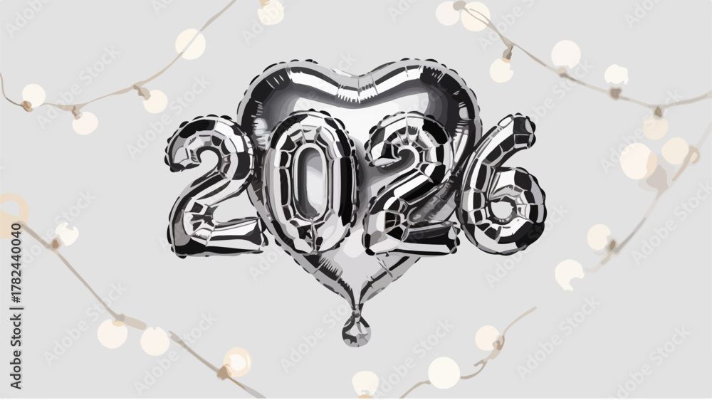 Helium balloon 2026, 2026 balloon , 2026 party balloon Stock Vector ...