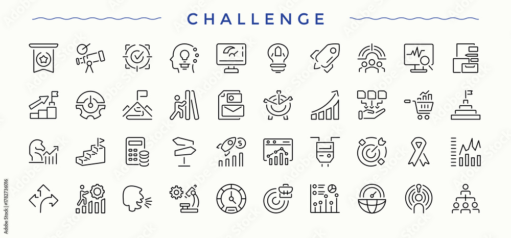 Vector de Stock Challenge icon set. UI icons set in a thin style ...