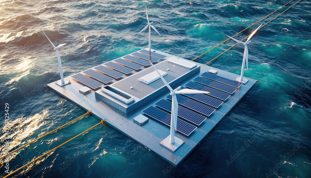 Floating Offshore Data Center Powered by Renewable Energy Stock Photo ...