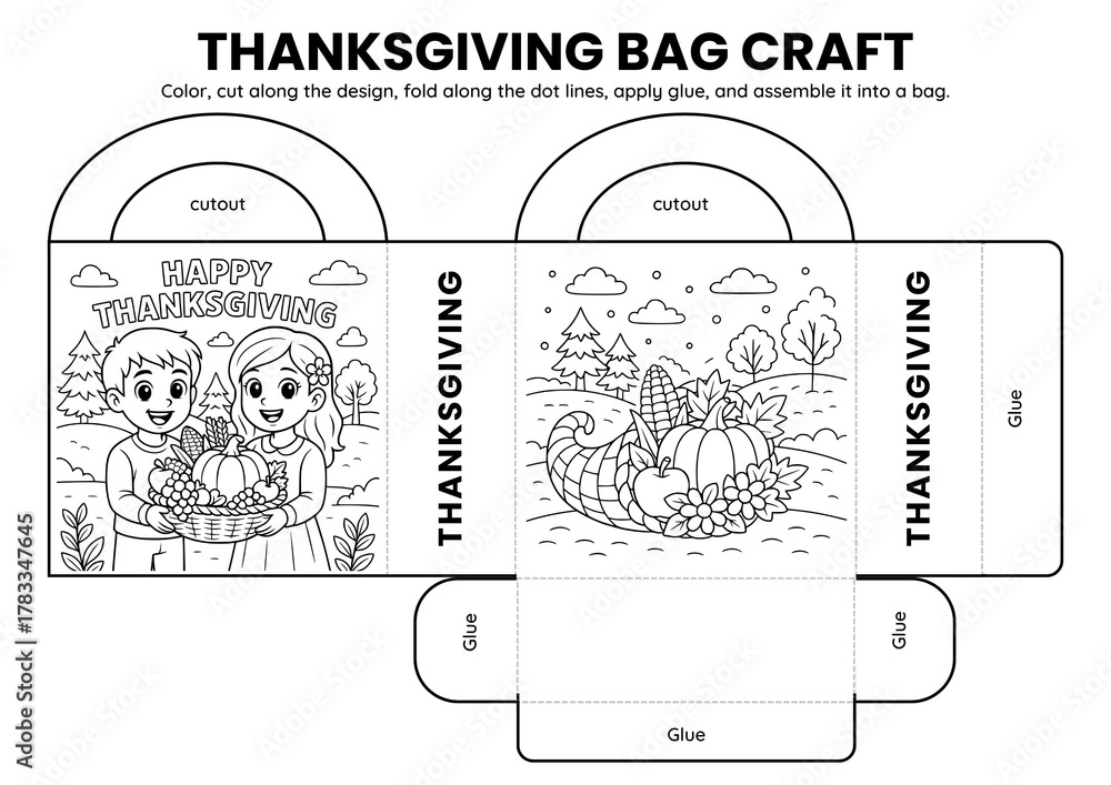 Fun Thanksgiving bag crafts for kids! Includes printable DIY coloring ...
