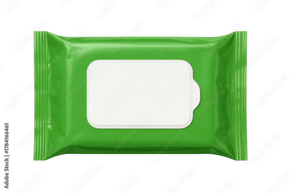 Green wet wipes packaging mockup with blank label, ready for hygiene ...