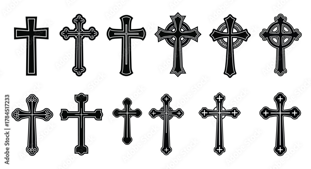 Vector art of collection of christian crosses this set features various ...