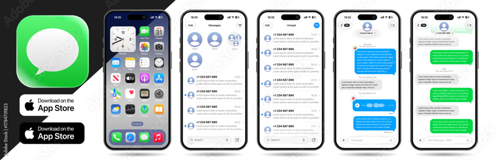 iPhone Messages app 2026 UI update with iOS 26 Liquid Glass design ...