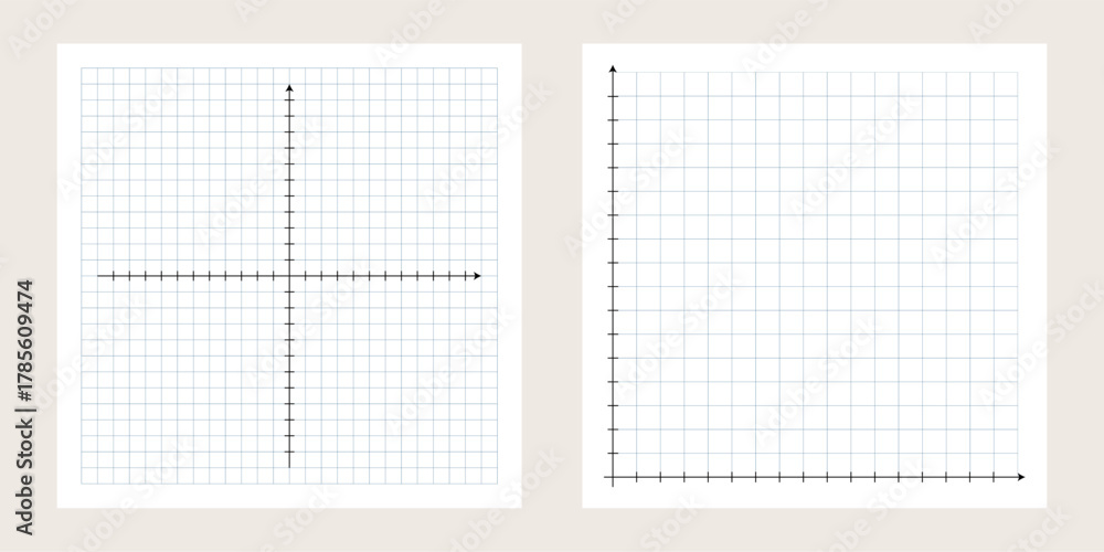 Blank cartesian coordinate system vector. Two dimensional orthogonal ...