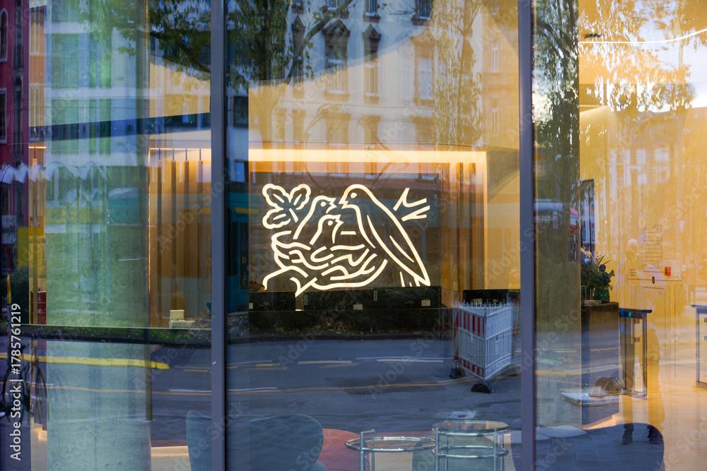 Entrance of office building of Swiss Nestle company at German city of ...