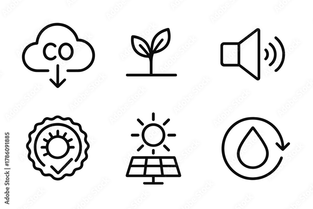 Environmental Impact Icons. Line style icons of environmental impact ...
