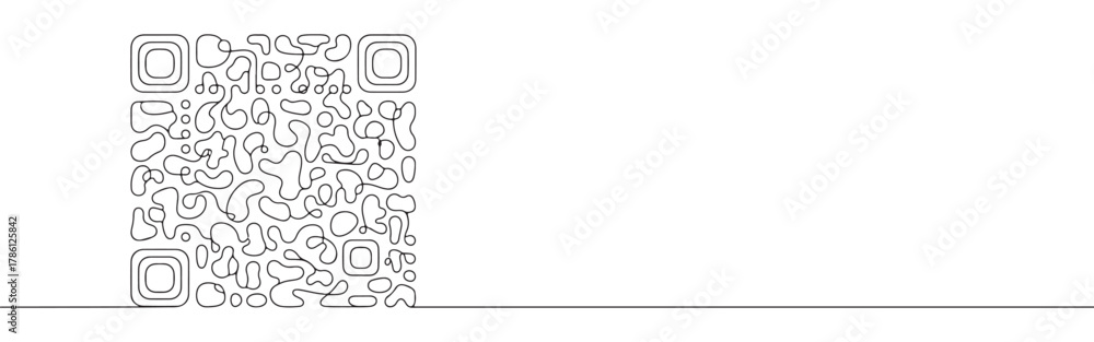 Continuous one line drawing of a QR code. Concept of quick response ...