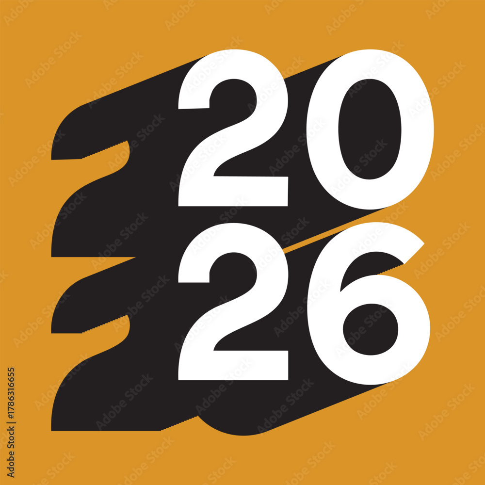 2026 Typography Vector, New Year 2026 Design, Modern Minimalist 2026 ...