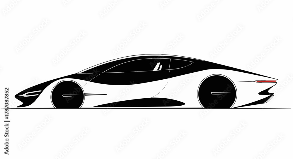 Sleek futuristic concept sports car side profile illustration. Stock ...