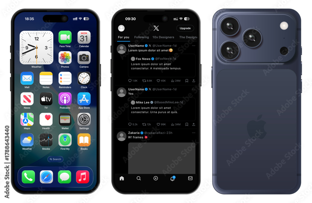 Stock-Vektorgrafik „Apple iPhone 17 Pro front and back view featuring ...