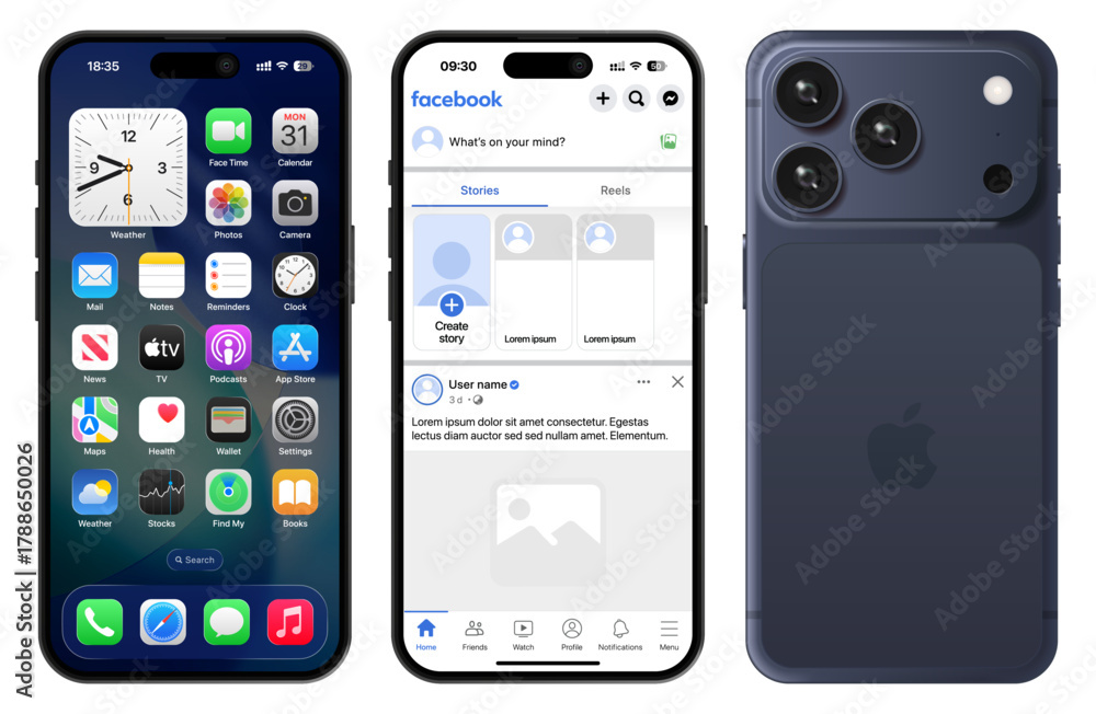 Praca wektorowa bez tantiem: Apple iPhone 17 Pro front and back view ...