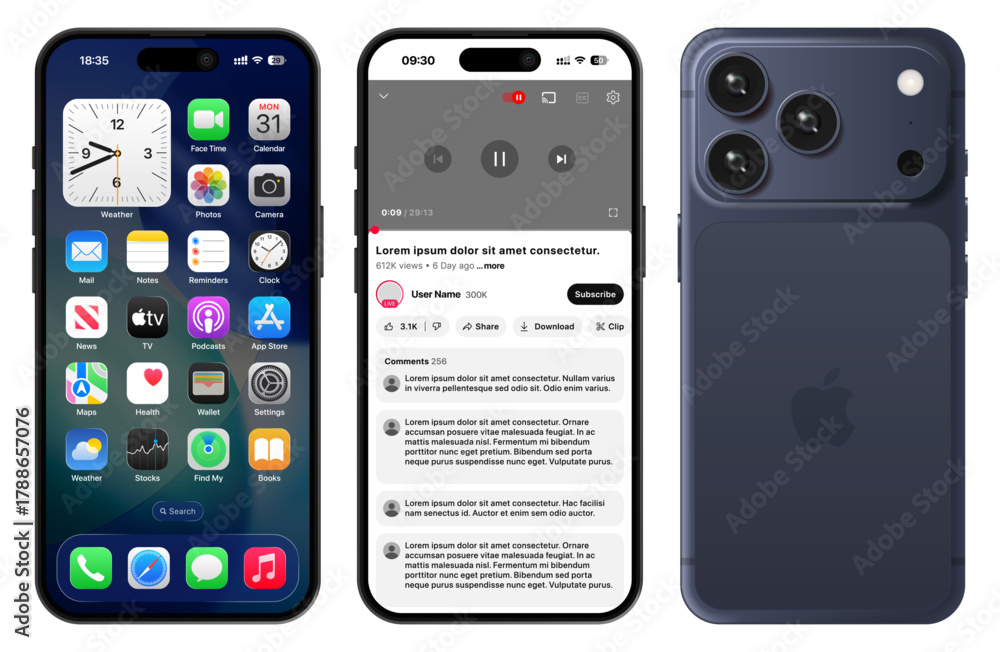 Vector de Stock Apple iPhone 17 Pro front and back view featuring ...