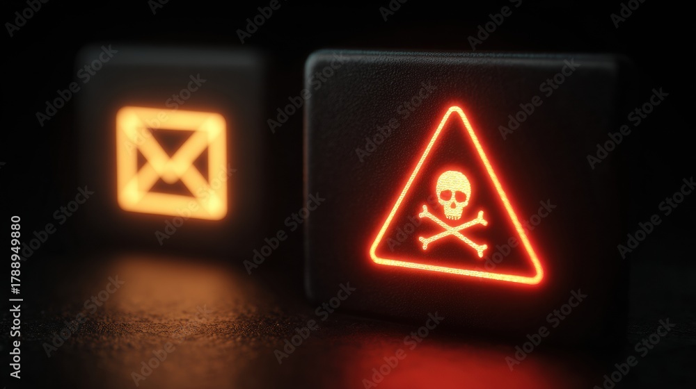 Visualization of a Phishing Attempt Showing Glowing Email and Danger ...